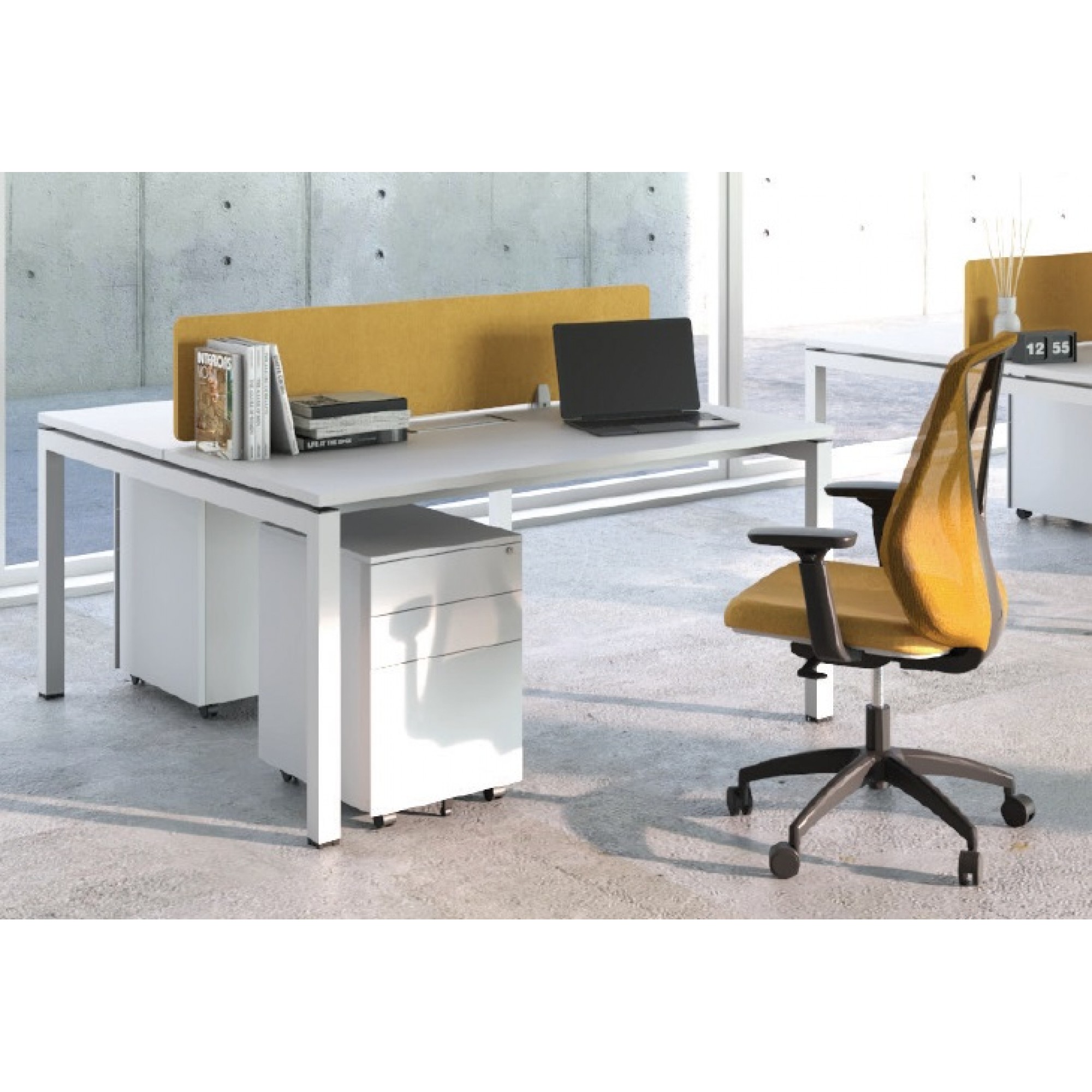 2 SEATERS -WORKSTATIONS DESK With DRAWERS WITH DESK TOP SCREEN PANEL