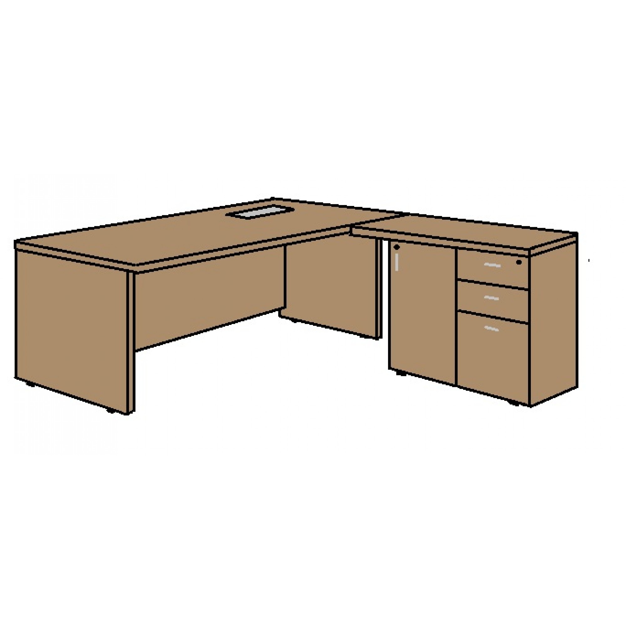 Director & Manager L shape Table c/w Side Cabinet/Drawer.