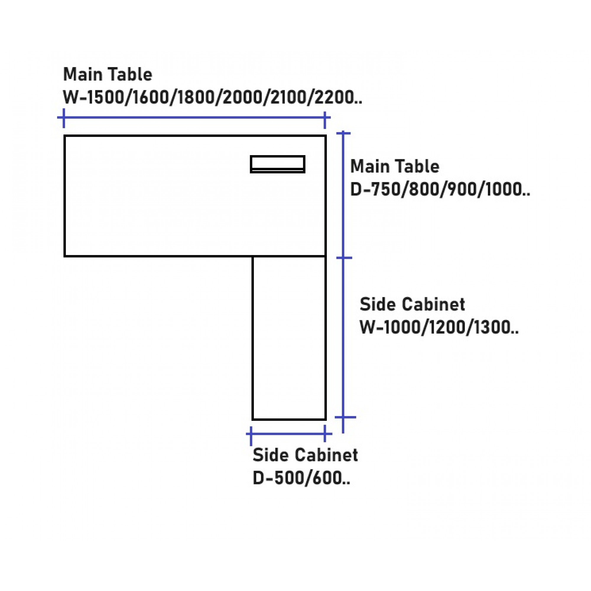 Director & Manager L shape Table c/w Side Cabinet/Drawer.