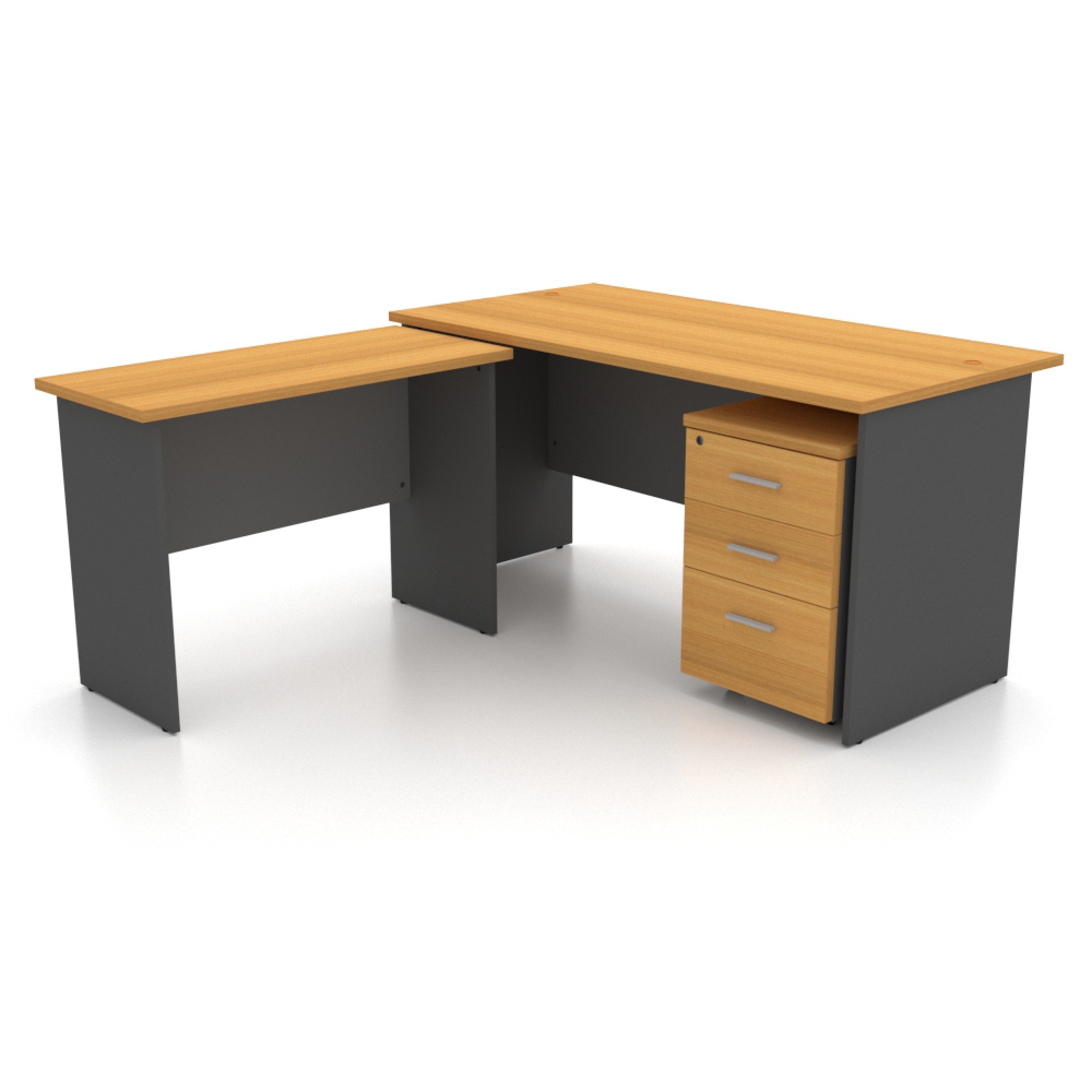 L Shape Table c/w Table with Side Table and Drawer